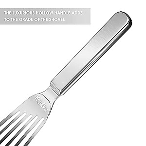 KSENDALO 11.8inch Fish Spatula Stainless Steel Elegant Flexible Sturdy Thin Blade Slotted Spatula for Cooking Slotted Engled Flexible Flipper Egg Spatula (Silver)