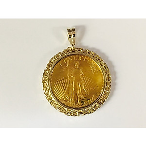 TEX 14k Yellow Gold Pendant, 1oz US Lady Liberty Coin, Approx 45g