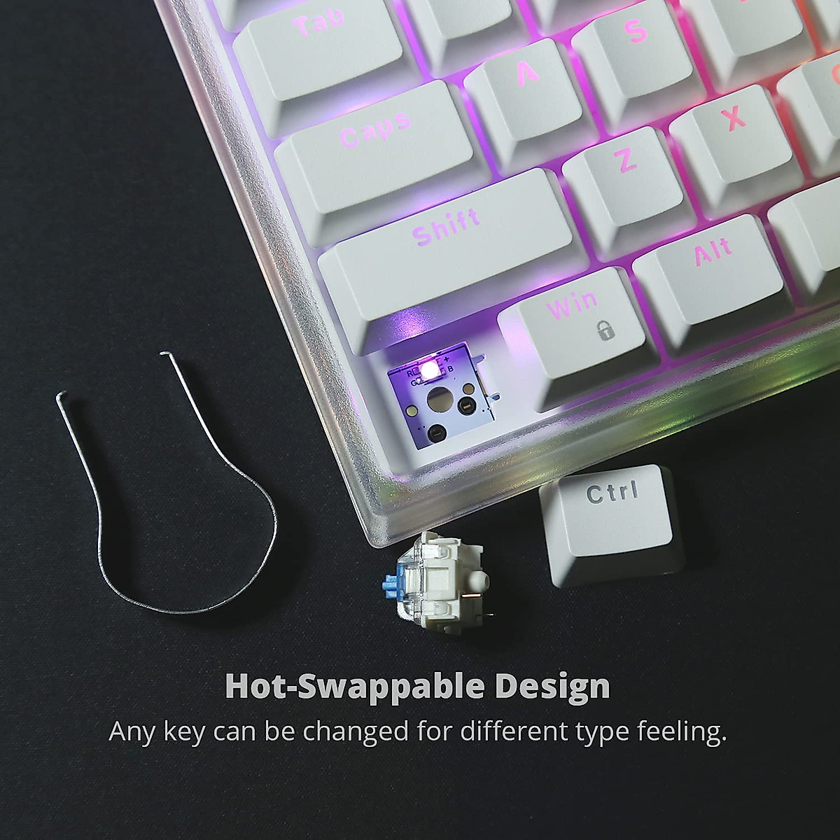 DREVO Gramr Full RGB Wired 84-Key Mechanical Gaming Keyboard with Switch Hot-Swappable Design, Full-Body RGB,TKL 75% Compact, Detachable USB-C Cable, Gateron Switch (Gateron Brown Switch, White)