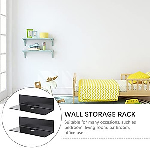 Scicalife Black Metal Bookshelf 2pcs Wall Shelf Speaker Shelf Acrylic Small Wall Shelf Speaker Mount Speaker Stand for Webcam Mesh WiFi Mesh Router Toy Plants Display Black Speakers Stands