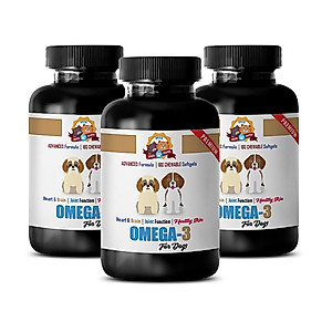 Dog Brain Supplement - Omega 3 - Dog Chewy SOFTGELS - Skin Health - Joint Support - Heart Health - Omega 3 Fatty acids for Dogs - 540 Softgels (3 Bottle)