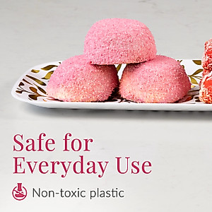 Prestee Disposable Serving Trays and Platters for Serving Food, 3pk - Gold Serving Tray, Plastic Serving Trays for Party, Plastic Serving Platter, Dessert Trays for Dessert Table for Christmas Holiday