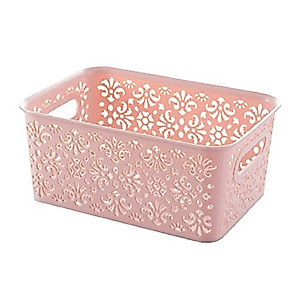 Cabilock Box Storage Basket Pantry Clothes Organizer for Closet Small Storage Bins Underwear Storage Organizer Hollow Storage Drawers for Clothes Stackable Basket Pink Clothing Container