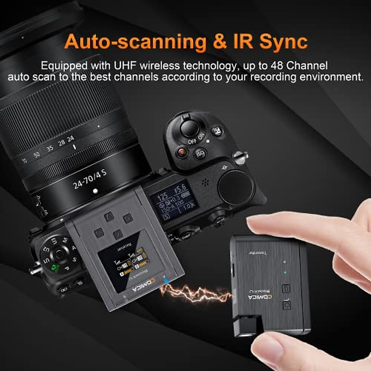 COMICA BoomX-U2 UHF Wireless Lavalier Microphone System with Dual-Channel Recording, Noise Reduction, 394' Range, Screen Flip, Lav Mic for Camera Smartphone Podcast Interview YouTube Facebook Live