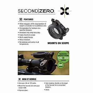 Axeon Optics Second Zero Precision Optical Prism for Hunting Rifle Scopes, 330-Yard Additional Zero (4.3 MOA), 50mm Objective, Bell Mount