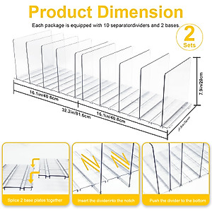 VERONLY 10 Layer Purse Organizer for Closet, Adjustable Clear Shelf Dividers Purse Bag Divider for Closet Organizer, Acrylic Handbag Organizers for Closet,Clear.
