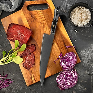 Seido Knives Moretsuna Knife Set - 3 Piece, 6-Layer Clad Black Oxide Coating, VG10 Super Steel Japanese Chef, Kiritsuke, and Nakiri Knives