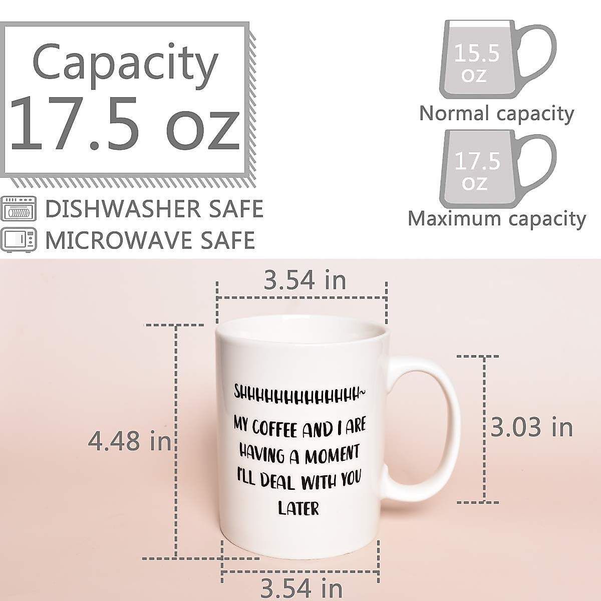 Bosmarlin Large Funny Mug Gift for Coffee Lover, Big Humor Cup Office Worker, 17.5 Oz, Dishwasher and Microwave Safe