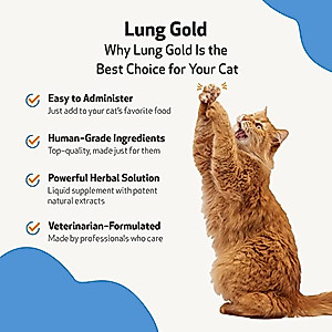 Pet Wellbeing Lung Gold for Cats - Vet-Formulated - Lung & Respiratory Immune Support, Open Airways, Easy Breathing - Natural Herbal Supplement 2 oz (59 ml)