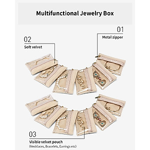 Vlando Travel Jewelry Bags,Jewelry Pouches Storage,Jewelry Travel Organizer Case for Women 12pcs