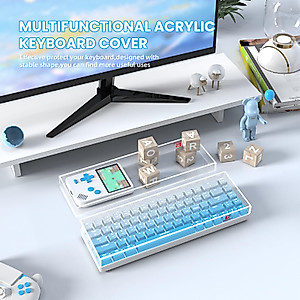ZIYOU LANG KC02 Acrylic Clear Transparent Keyboard Cover(12.28*4*0.9’’) with Dustproof Waterproof Anti-hit Anti-cat Protective Case for 65% Small Layout 61Key 64Key 68Key Mechanical Gaming Keyboard