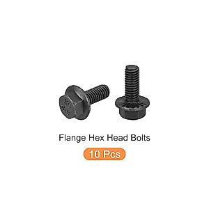 METALLIXITY Flanged Hex Head Bolts (M5x12mm) 10pcs, Hexagon Serrated Flange Bolt Fully Thread Screw - for House Construction Hardware Fasteners