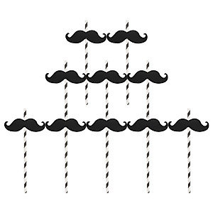 ABOOFAN Wedding Decor 40 Pcs Mustache Party Moustache Paper Straw Little Man Straw Decor Christmas Paper Straws Straws Striped Paper Coffee Decor