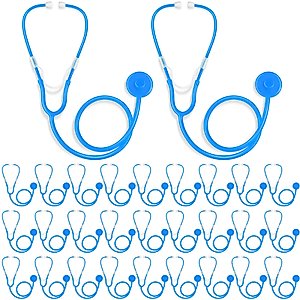 30 Pack Kids Stethoscope Toy Disposable Stethoscope Bulk Real Working Nursing Doctor Stethoscope Nurse Pretend Game Costume Accessories for Kids (Blue)