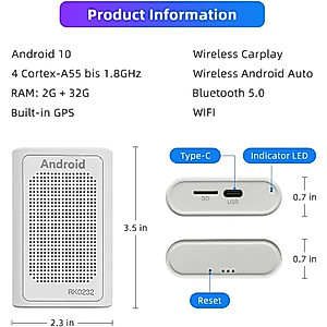 Velany Store Wireless Carplay AI Box, Carplay Adapter, Andriod Auto Suitable for Any car Model, 2G+32G, GPS Navigation, Bluetooth 5.0,FM, Music, Video,Fast Connection