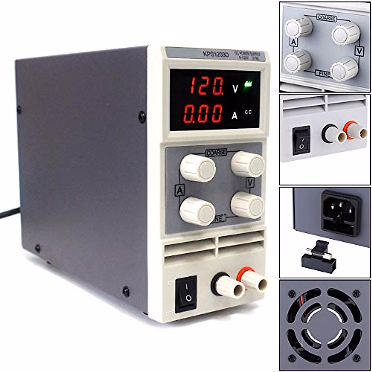 KPS1203D DPS305U Adjustable Switch DC Adjustable Power Supply 4-Digital LED Display AC110V for Lab, Automobile Battery Charger, DIY Tool, Repair, Research (KPS1203D)