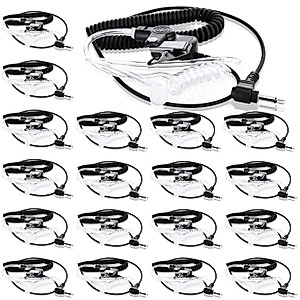 20 Packs Radio Earpiece 3.5mm Earpiece Walkie Talkie Surveillance Headset Single Wire Listen Only Ear Piece with Clear Acoustic Coil Tube Earbud Audio Kit