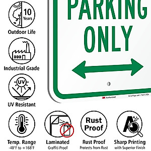"Employee Parking Only" Sign With Bidirectional Arrow By SmartSign | 12" x 18" 3M Engineer Grade Reflective Aluminum
