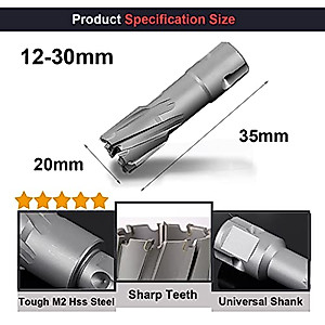 SagaSave 20MM x 35MM High Speed Steel Cyclone Annular Cutter，Metal Hole Cutter for Stainless Steel, Metal, Iron, Steel, Brass,Wood 1PCS