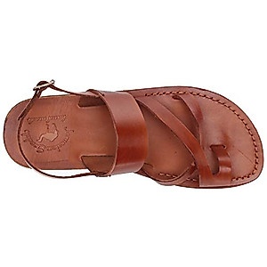 Amos - Leather Ankle Strap Flat Sandal - Honey