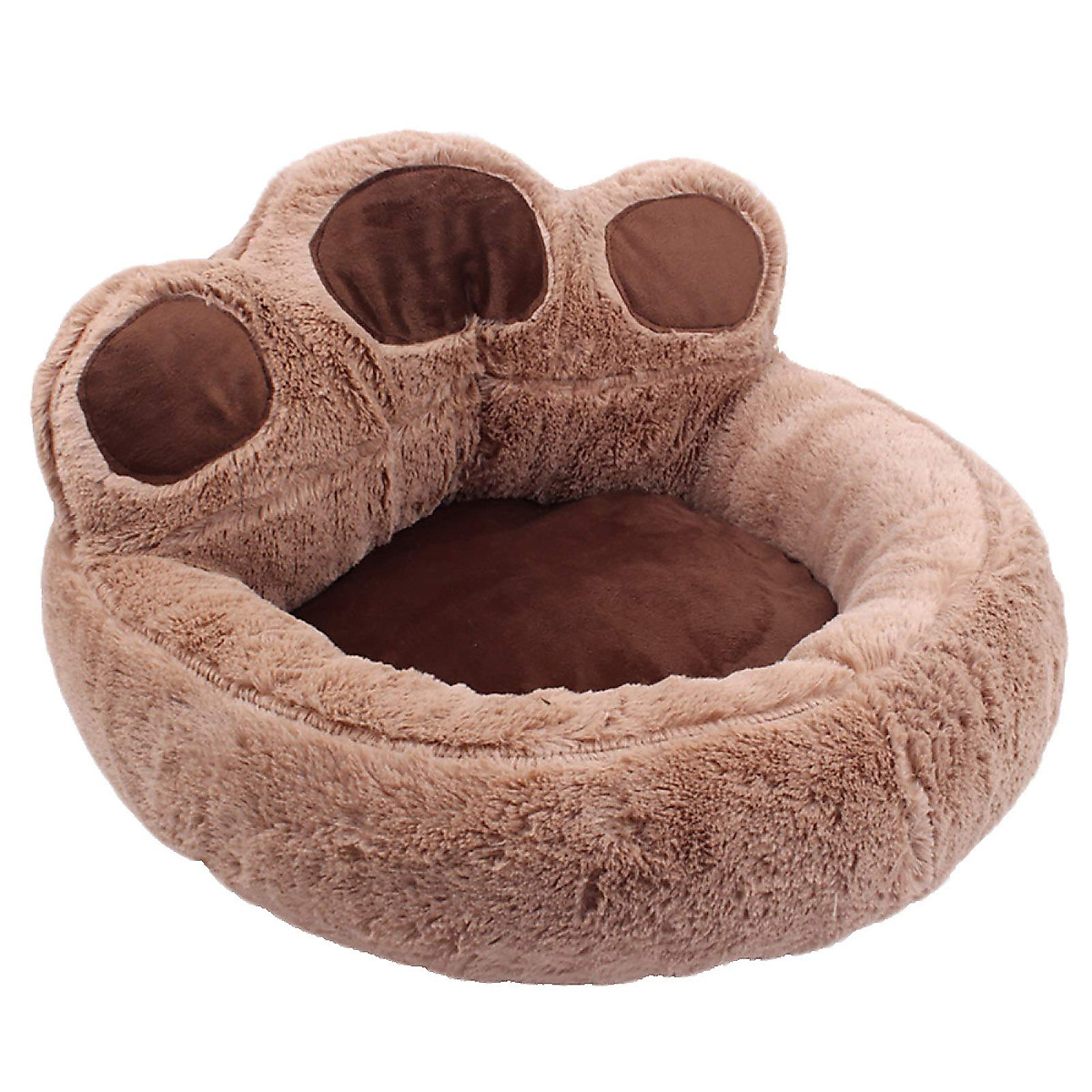 Durable Comfortable Natural Cat Dog Beds for Small Pet,Lovely Bear Paw Shape Dog Cats Pet Cushion Bed Warm Plush Soft Nests Kennel - White