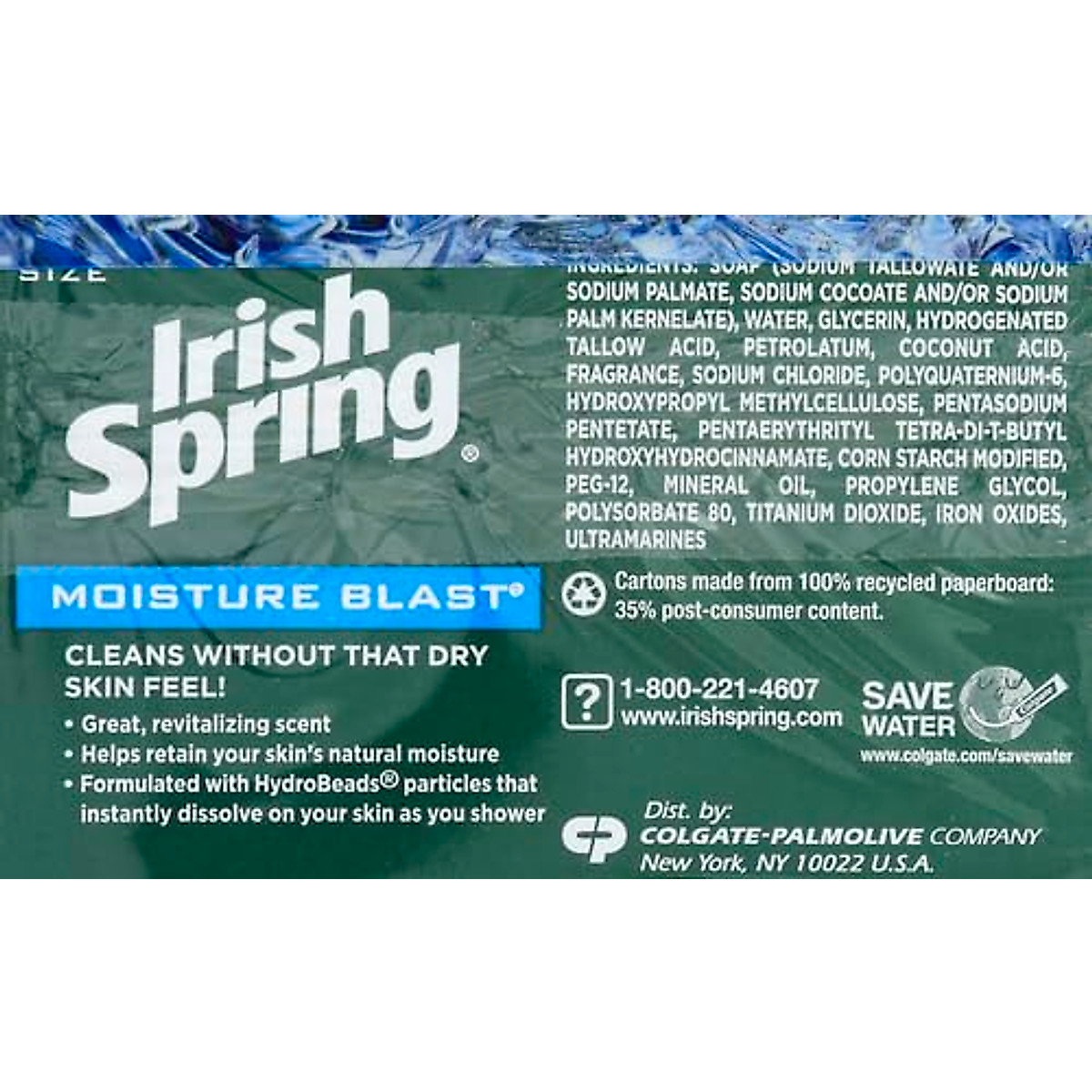 Irish Spring Deodorant Soap, Moisture Blast, 3.7 Ounce (Pack of 3)