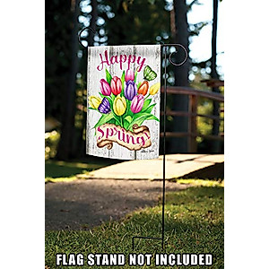 Toland Home Garden 1112301 Spring Tulips Spring Flag 12x18 Inch Double Sided Spring Garden Flag for Outdoor House Flower Flag Yard Decoration