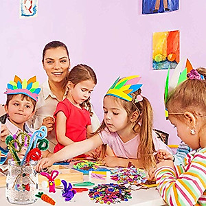 MOISO Kids Crafts and Art Supplies Jar Kit - 560+ Piece Set - Make Bracelets and Necklaces - Plus Glitter Glue, Construction Paper, Colored Popsicle Sticks, Google Eyes, Pipe Cleaners…