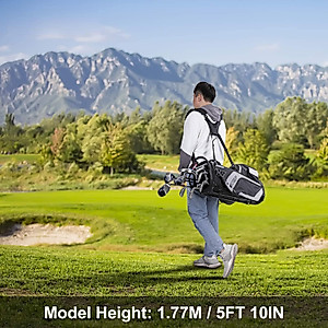 LIVSINGOLF Golf Stand Bag 14 Way Top Dividers Ergonomic with Stand 8 Pockets, Dual Strap, Rain Hood (Black)