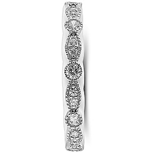 Oro Leoni 925 Sterling Silver Cubic Zirconia Eternity Band Ring. 8