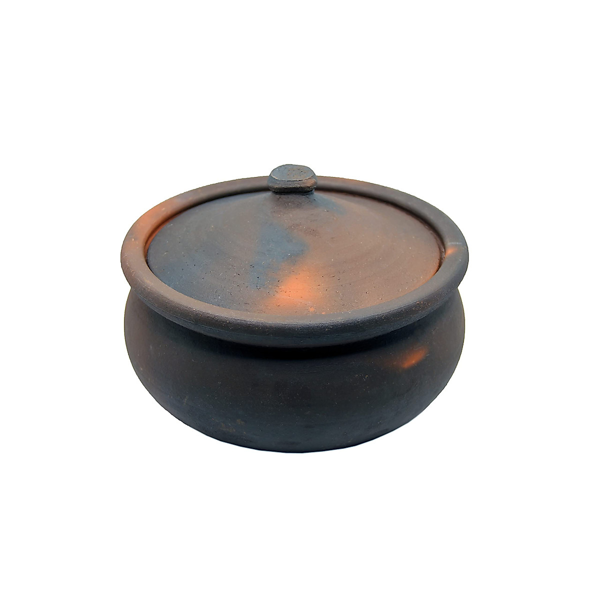High Wind Flamed Dark Primitive Cooking Pot - Pre Seasoned - Made from Fire Clay: Suitable for Stove Top and Open Fire