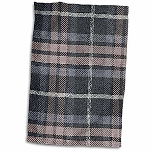 3D Rose Grey Tartan Pattern-Gray and Black Scottish Checks-Traditional Classic Scotland Plaid Checkered Hand/Sports Towel, 15 x 22