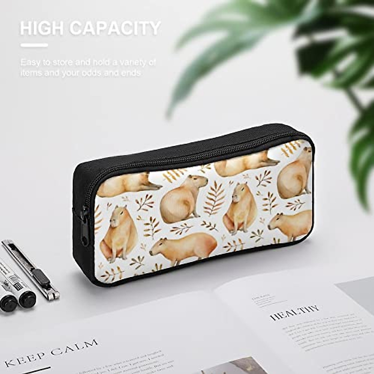 Funny Capybaras Animals Teen Adult Pencil Case Large Capacity Pen Pencil Bag Durable Storage Pouch