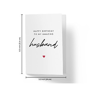 Karto Sweet Birthday Card For Husband, Happy Birthday Card For Him, Single Large 5.5 x 8.5 Greeting Card, Birthday Cards For Husband Simple Husband