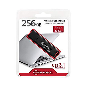 SEKC 256GB USB3.1 Flash Drive, Read Speed up to 130MB/s, Black - SDA20256G