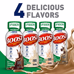 BOOST High Protein with Fiber Complete Nutritional Drink, Cafe Mocha, 8 fl oz Bottle, 24 Pack