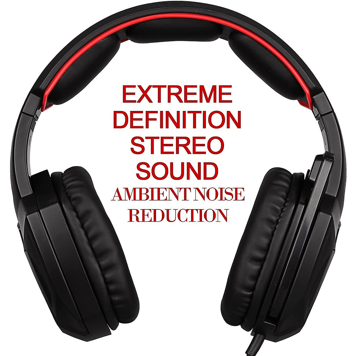 SADES 3.5mm Stereo Surround Sound Gaming Headset with Mic, Noise Cancelling & Led Light & Volume Control Over Ear Gamer Headphones, Red Headset for PC MAC Laptop Computer Games