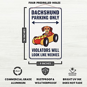 Venicor Dachshund Sign Decor - 9 x 14 Inches - Aluminum - Weiner Dog Dachshund Gifts for Women Stickers Stuff