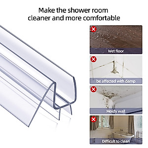 Shower Door Bottom Seal POZIA-36 Long,1/4"(6mm) Thick Frameless Glass Shower Door Seal Strip Clear Polycarbonate Durable Stop Shower Leaks and Create a Water Barrier Ultra Clear