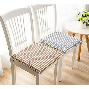 OLAMASA Chair Pad with Ties for Dining Chair Set of 4 Linen Thick Square Chair Cushions Non Slip Seat Cushion for Kitchen Living Room Office Chair Decor Washable (18x18x1.6 inch, Yellow)