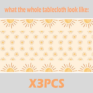 BIGKEOKI 3pcs Boho Themed Sunshine Birthday Party Tablecloths Boho Party Decorations First Trip Inspired The Sun Birthday Decorations Boho Hippie Sunshine Sun Baby Shower Party Supplies Decorations