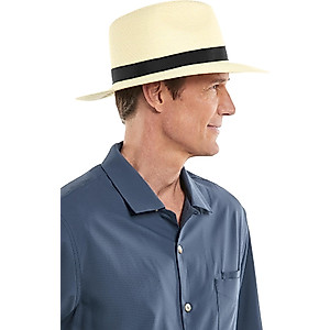 Coolibar UPF 50+ Men's Women's Peyton Lightweight Fedora - Sun Protective (XX-Large- Ivory/Black)
