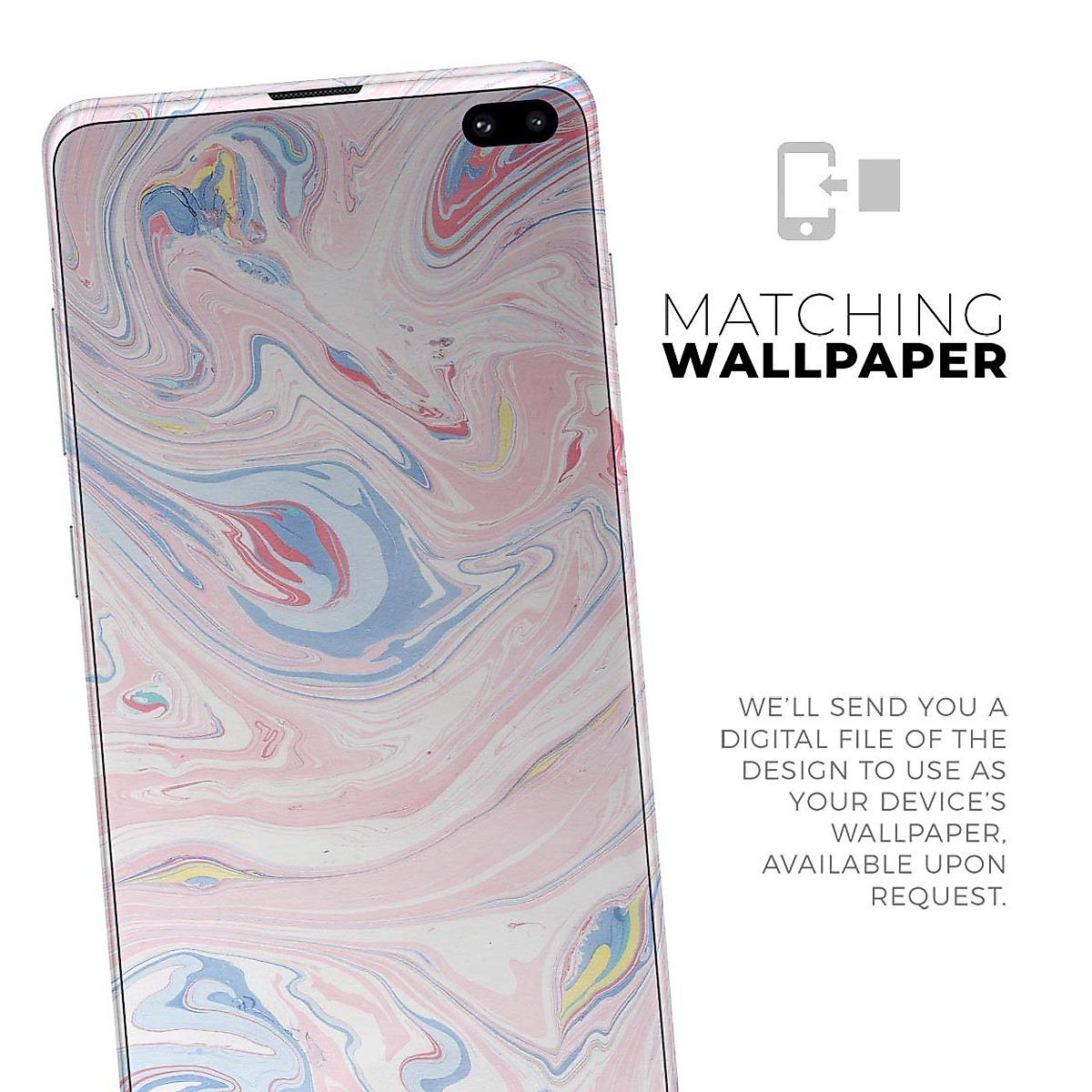 DesignSkinz Marbleized Pink and Blue Swirl V2123 Protective Vinyl Decal Wrap Skin Cover Compatible with The Samsung Galaxy S20 (Screen Trim & Back Glass Skin)