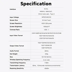 Vaxis Atom A5 Wireless Monitor 5.5 inch HDMI Recording Monitor, Video Transmission System&Monitor in One, with 150m 492 Feet Range 0.08s Latency