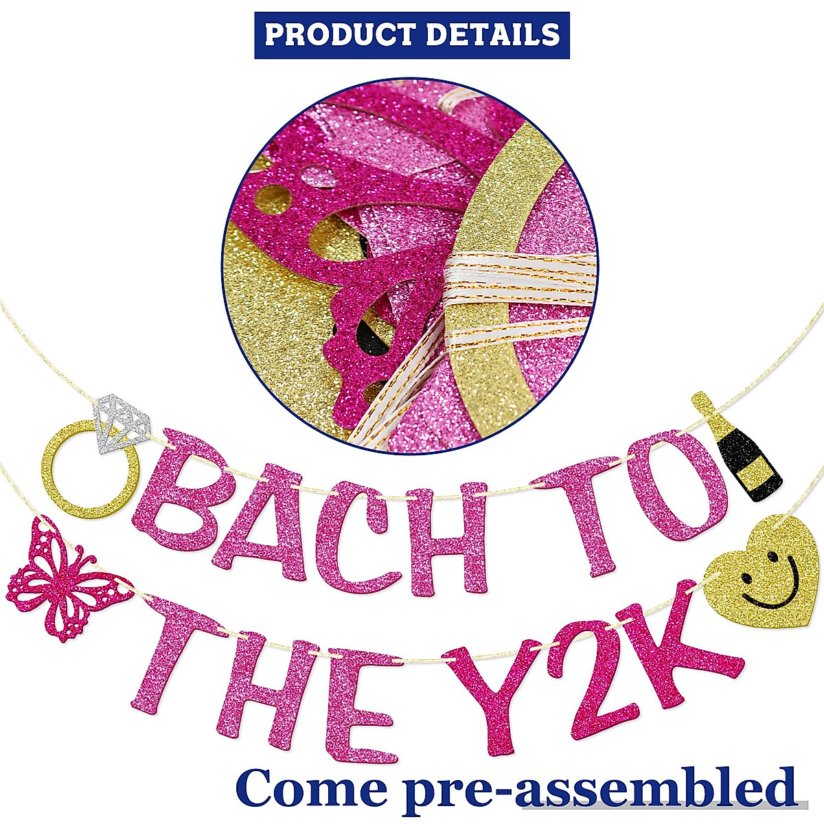Bach to the Y2K Banner, 2000s Bachelorette Party Banner, Back to the 00s Party Decorations, Miss to Mrs, Retro Y2K Bridal Shower Banner, Throwback Early 2000s Party Decorations, Hot Pink Glitter