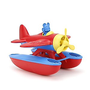 Green Toys Disney Baby Exclusive Mickey Mouse Seaplane, Red/Blue - Pretend Play, Motor Skills, Kids Bath Toy Floating Vehicle. No BPA, phthalates, PVC. Dishwasher Safe, Recycled Plastic, Made in USA.