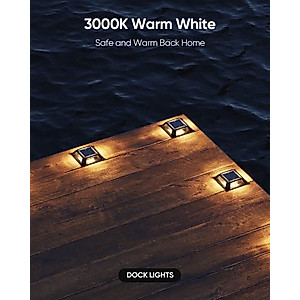 JACKYLED 8-Pack Solar Deck Lights Solar Powered Dock Lights IP68 Waterproof Outdoor LED Driveway Marker Lights Step Lighting for Garden Sidewalk Pathway Runway Yard (Warm White)