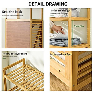 Baveke Laundry Hamper with 2-Tier Shelves and Tilt Out Basket, Laundry Baskets Organizer Hampers Bathroom Storage Shelf for Laundry Room, Bathroom, Nursery, Bedroom, Guest Room, Closet (Large)