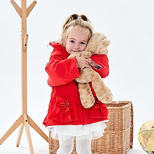 famuka Winter Baby Girl Jackets Thick Fleece Lined Winter Coat Cute Ruffled Outwear (Red, 12-18 months)