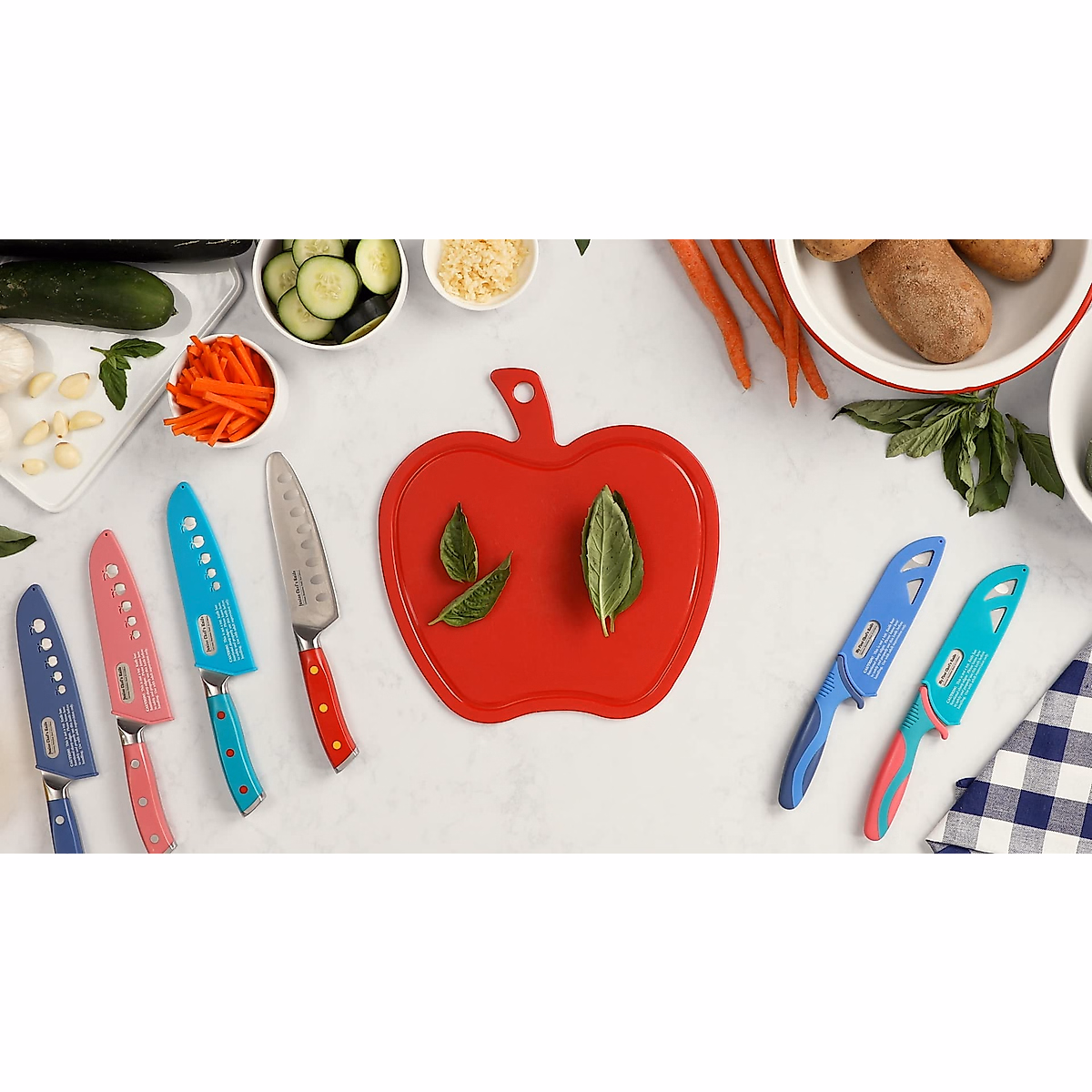 My First Chef's Knife for Children - (Royal/Navy) w/Protective Safety Sheath - German Stainless Steel - Curved Finger Shield - Choose from a variety of styles & colors! Kids Cooking Baking
